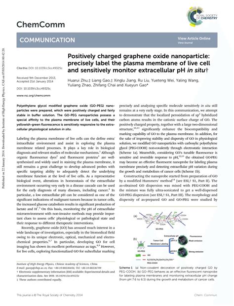 Pdf Positively Charged Graphene Oxide Nanoparticle Precisely Label