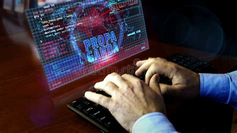 Man Typing Keyboard Propaganda Hologram Screen Stock Footage Video Of Table Abstract