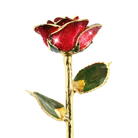 Ruby Red 24kt Gold Dipped Rose Steven Singer Jewelers