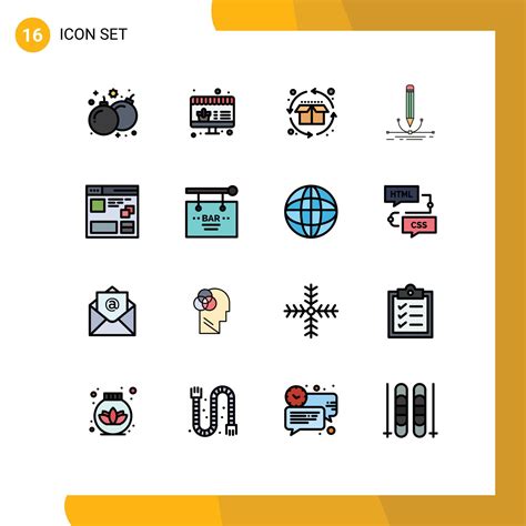Modern Set Of 16 Flat Color Filled Lines Pictograph Of Internet Draw Life Cycle Graphic Design
