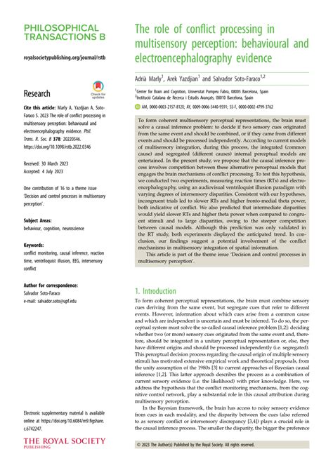 The Role Of Conflict Processing In Multisensory Perception Behavioural