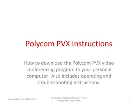Ppt Polycom Pvx Instructions Powerpoint Presentation Free Download Id 1413276