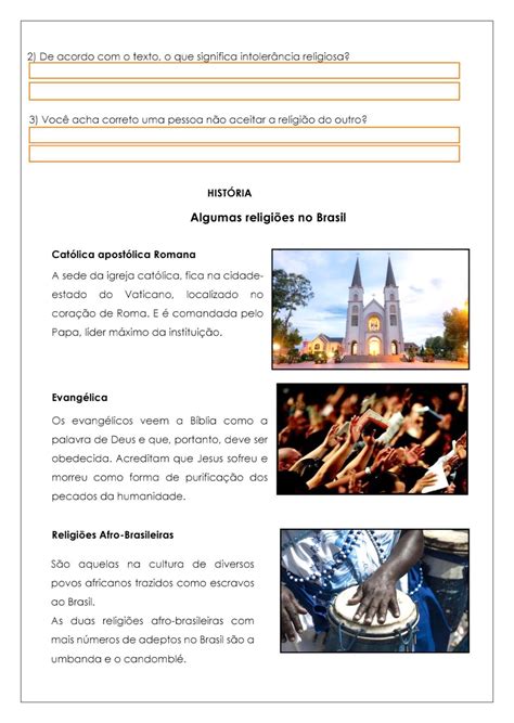 5º Ano Atividades Para Imprimir De História Respeito às Religiões E