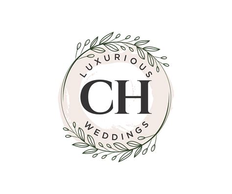Ch Initials Letter Wedding Monogram Logos Template Hand Drawn Modern Minimalistic And Floral