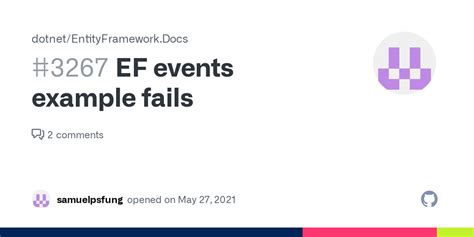 Ef Events Example Fails · Issue 3267 · Dotnetentityframeworkdocs · Github