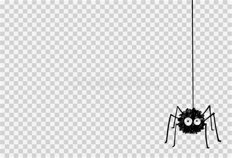 Spider Hanging From Spiderwebs Hand Drawn Brush Stroke Style Isolate On
