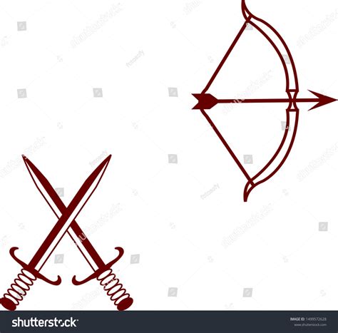 Bow Arrows Crossed Swords Medieval Battle Stock Vector Royalty Free