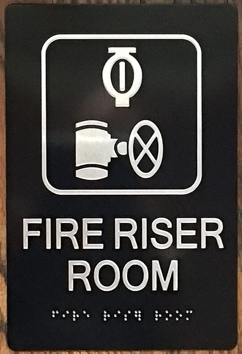 Fire Riser Room Sign Braille Sign With Raised Tactile Graphics And