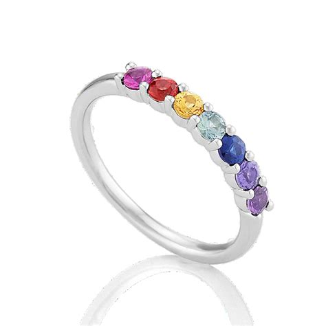 Prism Rainbow Sapphire Ring In 14k White Gold Shane Co