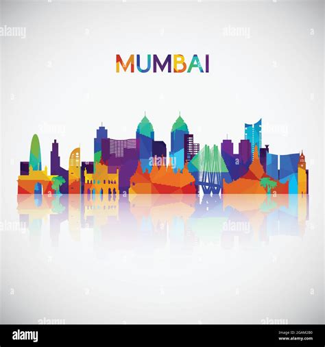 Mumbai Skyline Silhouette In Colorful Geometric Style Symbol For Your
