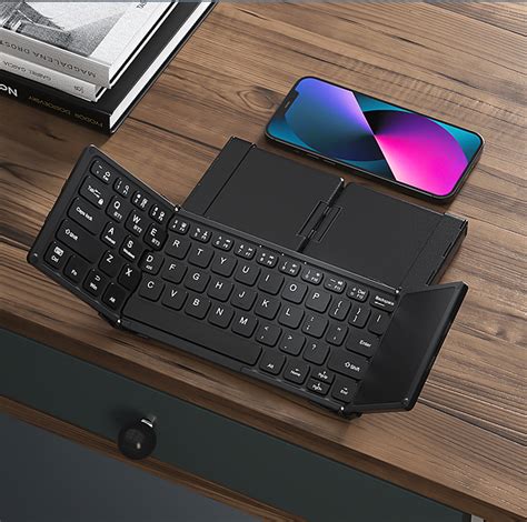 Bow Hb318 Mini Wireless Bluetooth Folding Keyboard Portable Rechargeable With Touchpad Shopee