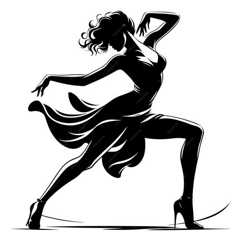 La Silueta Negra Del Vector De La Bailarina De Jazz Vector Premium