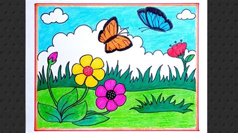 Flower Garden Drawing Flower Garden Vector Art Icons And Graphics