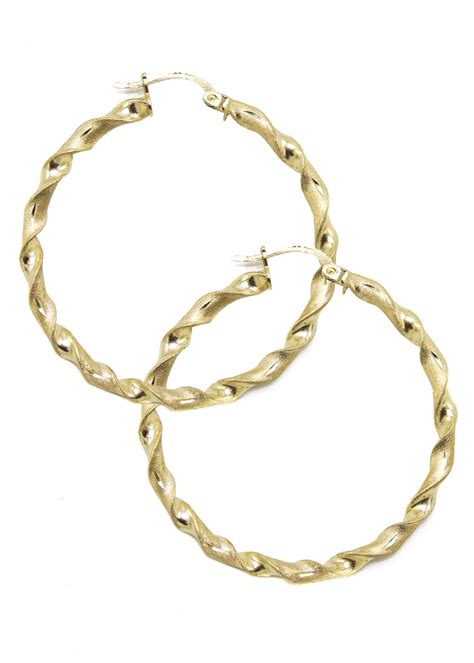10k Womens Gold Hoop Earrings Customizable Size