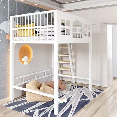 New Wrought Iron Elevated Sheets Upper Bed Small Apartment Space Saving Bed Under Bed Table