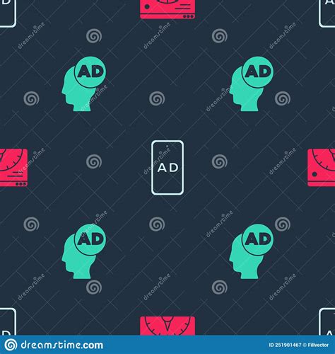 Set Website Statistic Advertising And On Seamless Pattern Vector Stock Vector Illustration