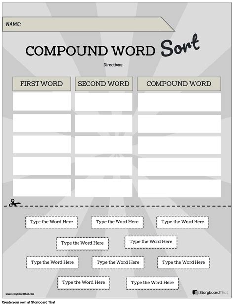 Word Sort Black Self Checking Template Storyboard
