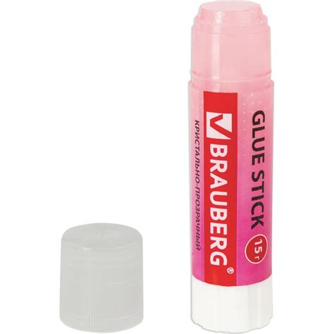 Клей-карандаш BRAUBERG COLOR Crystal 15 г, прозрачный, ассорти 227969 ...