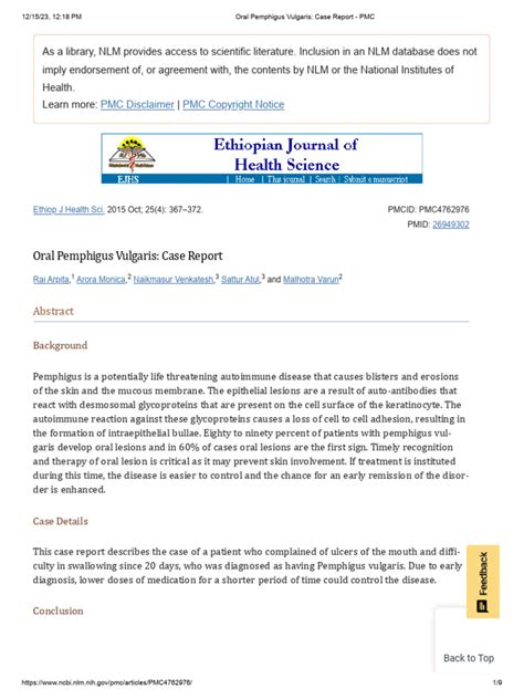 Oral Pemphigus Vulgaris Case Report Pmc Pdf