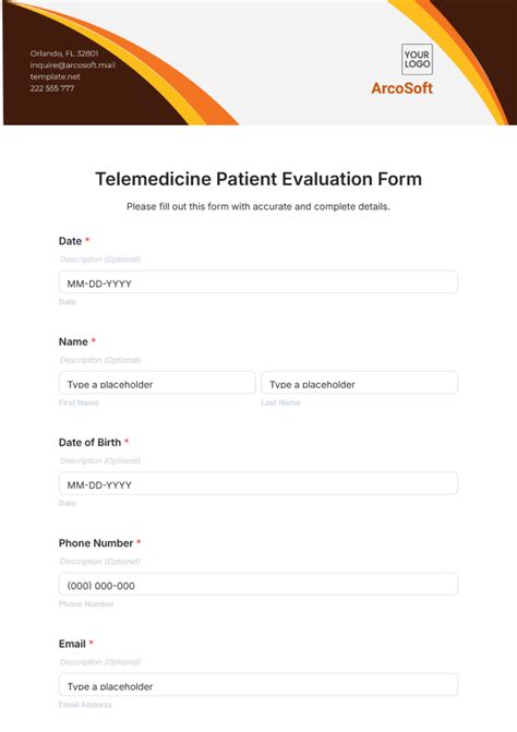 Free Telemedicine Patient Evaluation Form Template To Edit Online