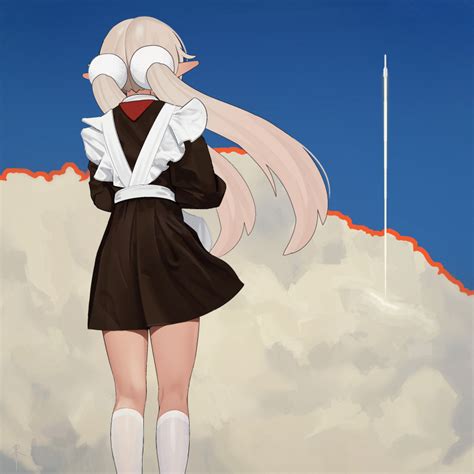 Safebooru 1girl Absurdres Ankle Socks Blonde Hair Blue Sky Clouds