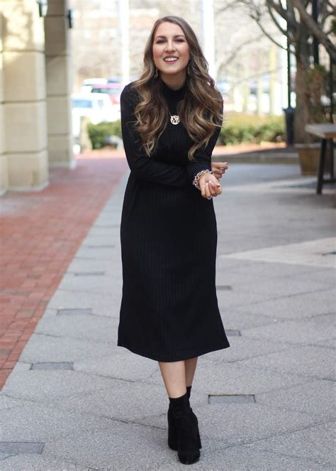 Black Mock Neck Midi Dress A Classy Fashionista