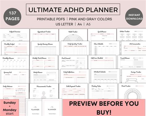 Ultimate Adhd Planner Printable Adhd Adult Planner Adhd Planner For