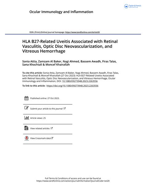 Solution Hla B27 Related Uveitis Associated With Retinal Vasculitis