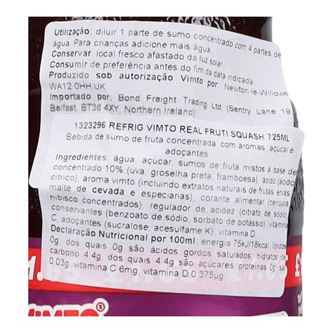 Vimto Fruti Squash Soft Drink 725ml Fizzy Drinks Juice And Soda