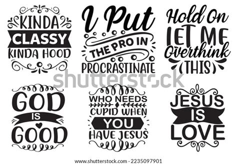 Jesus Typography Shirt Design Bundle Stock Vector Royalty Free