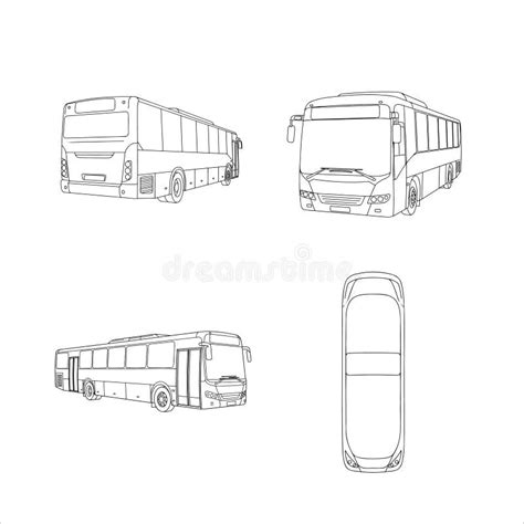 Una Completa Colección De Planos De Contorno De Bus Presentados En