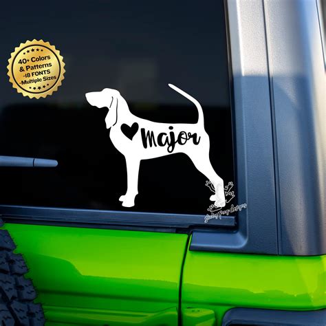 Personalized Coonhound Decal Custom Coonhound Name Sticker For Cars