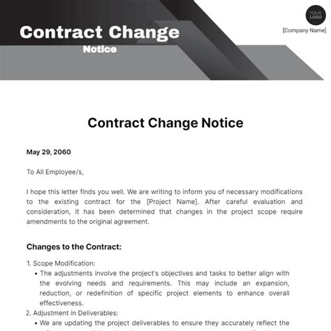 Free Amendment Contract Templates Editable And Printable