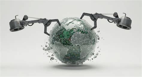 Robotic Disassembly Of Earth Stock Illustration Illustration Of