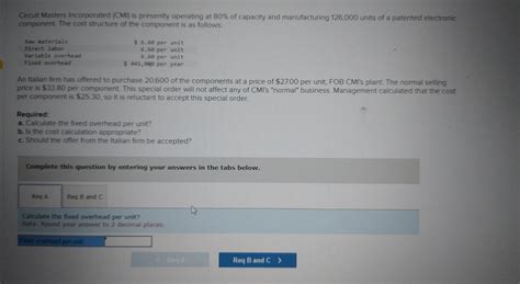 Solved Circuit Masters Incorporated Cmi Is Presently