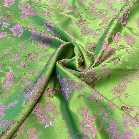 Dual Color Jacquard Satin Crafts Fabric With Flower Branch Pattern Florashe