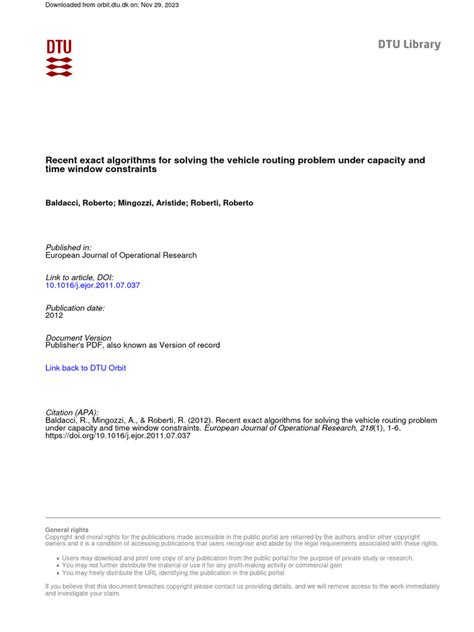 Recent Exact Algorithms For Solving The Vehicle Routing Problem Under