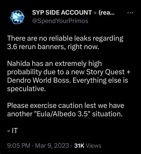 Syp Confirmed That There Is No Reliable Reruns In 3 6 As Of Rn R Genshin Impact Leaks