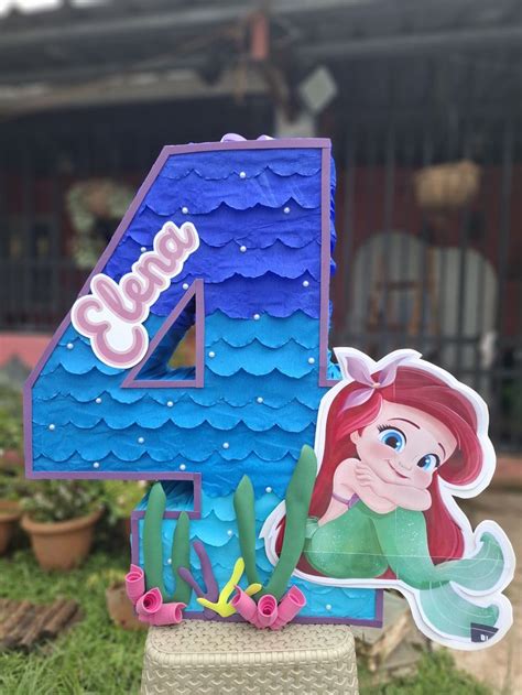 Piñata De Número 4 Con Imagen De Sirenita 🥰🫶