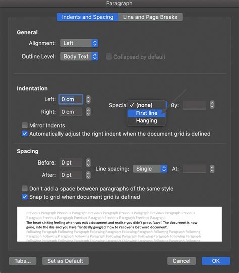 How To Add Or Change The First Line Indent In Microsoft Word