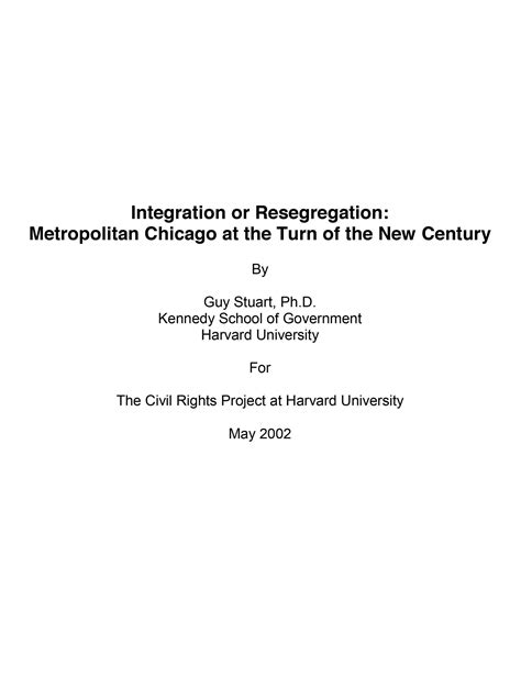 Integration Or Resegregation Metropolitan Chicago At The Turn Of The