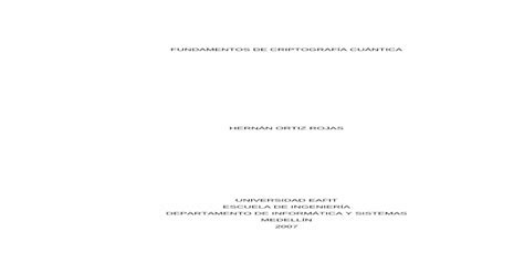 Monografía Fundamentos De Criptografía Cuántica Pdf Document