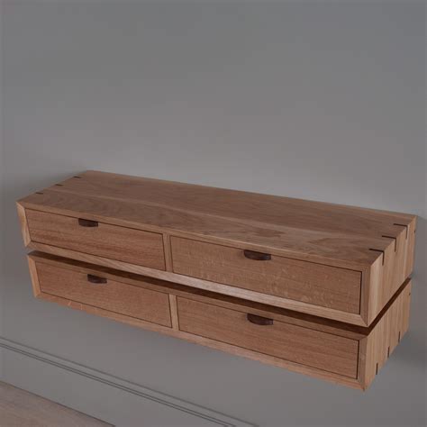 Handcrafted Floating Oak 4 Drawer Console Table By Sum Furniture For