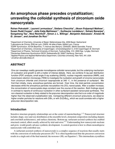 Pdf An Amorphous Phase Precedes Crystallization Unraveling The
