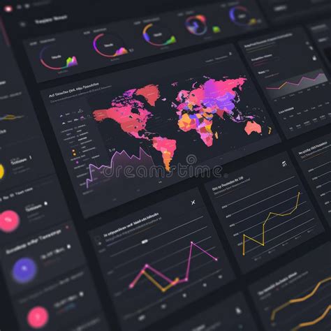 Modern Data Visualization Dashboard With Interactive Charts And Graphs Stock Illustration