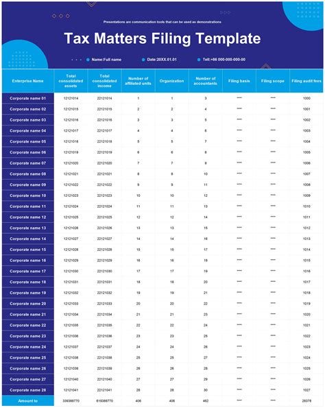 Excel Of Tax Matters Filing Template Xlsx Wps Free Templates