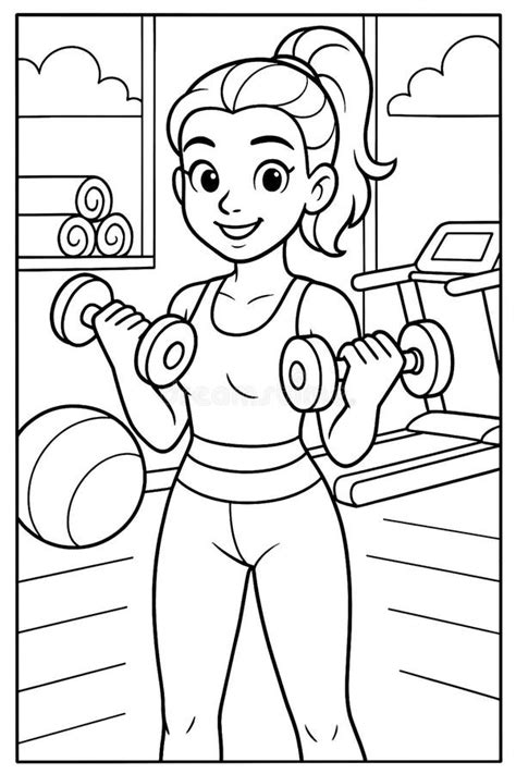 Gym Fitness Coloring Pag Stock Illustrations 11 Gym Fitness Coloring