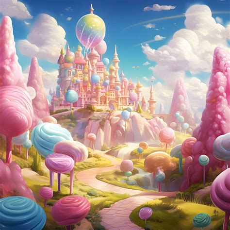 Candy Palace In The Fantasy World Of Kingdoms And Roads Generative Ai