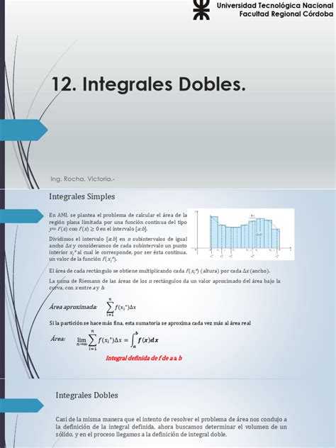 Definición Y Cálculo De Integrales Dobles Pdf Integral Funciones