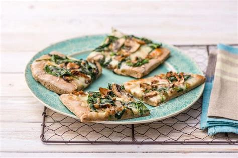 Mushroom And Spinach Flatbread With Fresh Mozzarella Recipe